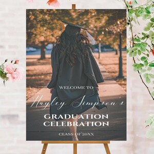 Elegant Graduation Welcome Sign With Photo, Grad Welcome Party Poster ...
