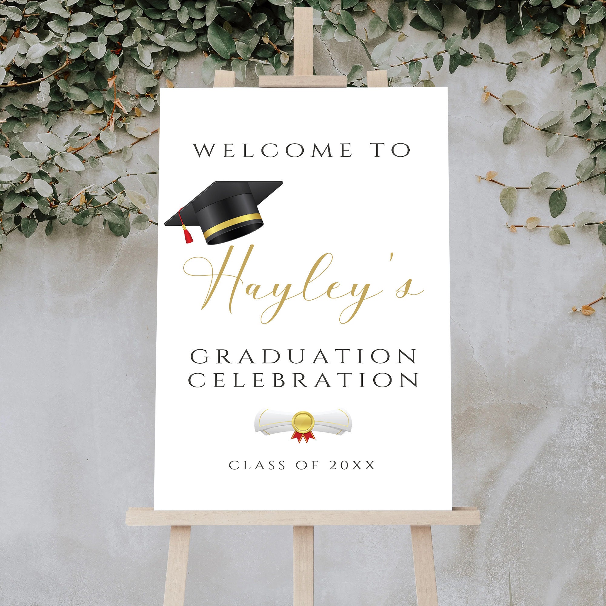 Grad Party Welcome Sign, Graduation Welcome Poster Minimalist Style ...