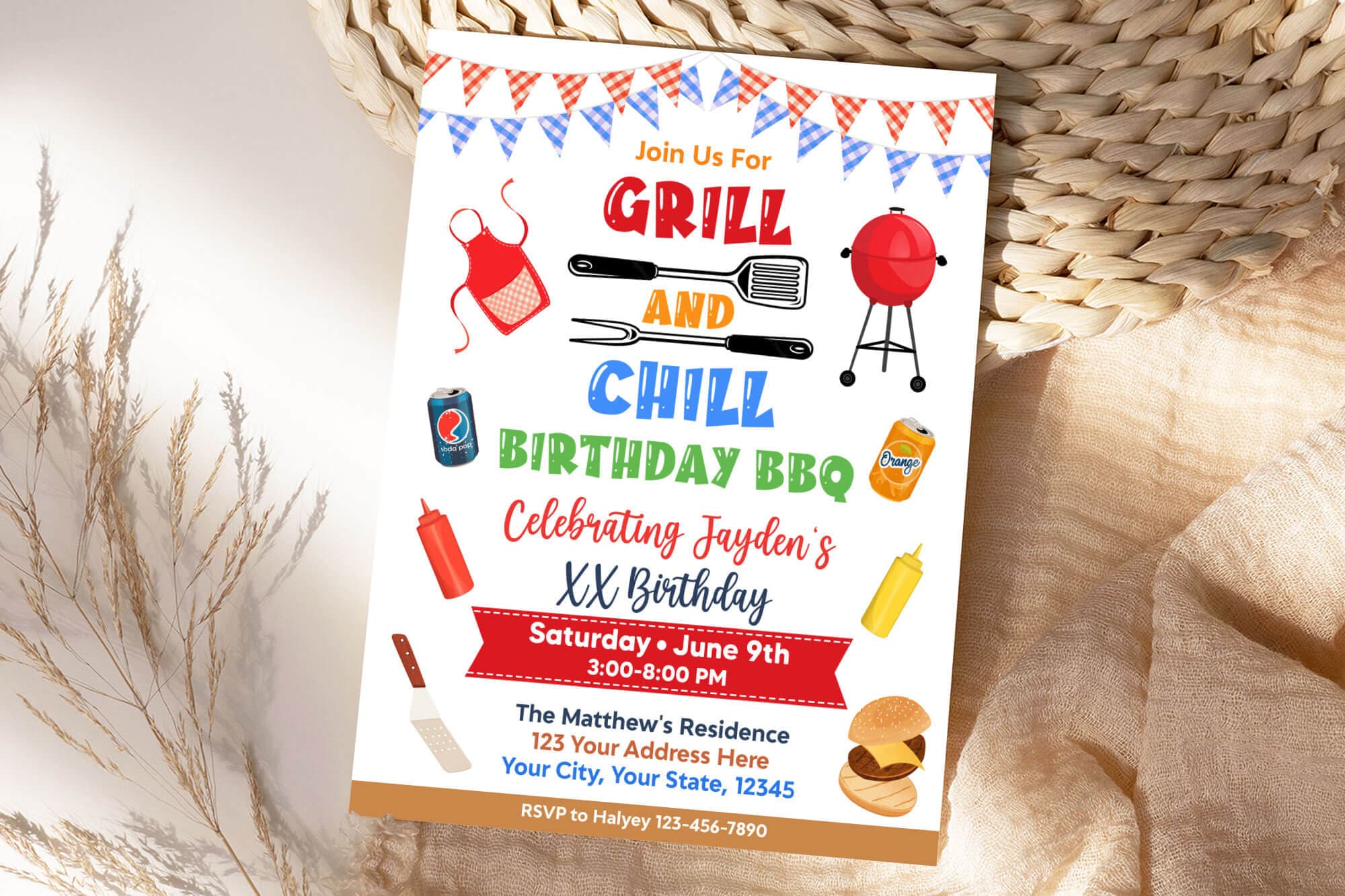 Editable BBQ Invitation, BBQ Birthday Invitation, Barbeque Invitation ...