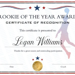 EDITABLE End of Season Basketball Award Certificates, Red White Blue 16 ...
