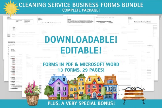 Amazing Cleaning Service Business Forms BUNDLE, Cleaning Business ...