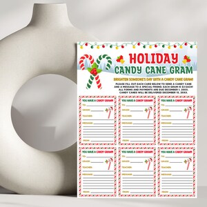Editable Candy Cane Gram Flyer Template, Holiday Candy Cane Printable ...