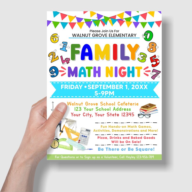 Editable Family Math Night Flyer, PTO PTA Family School Flyer, Math ...