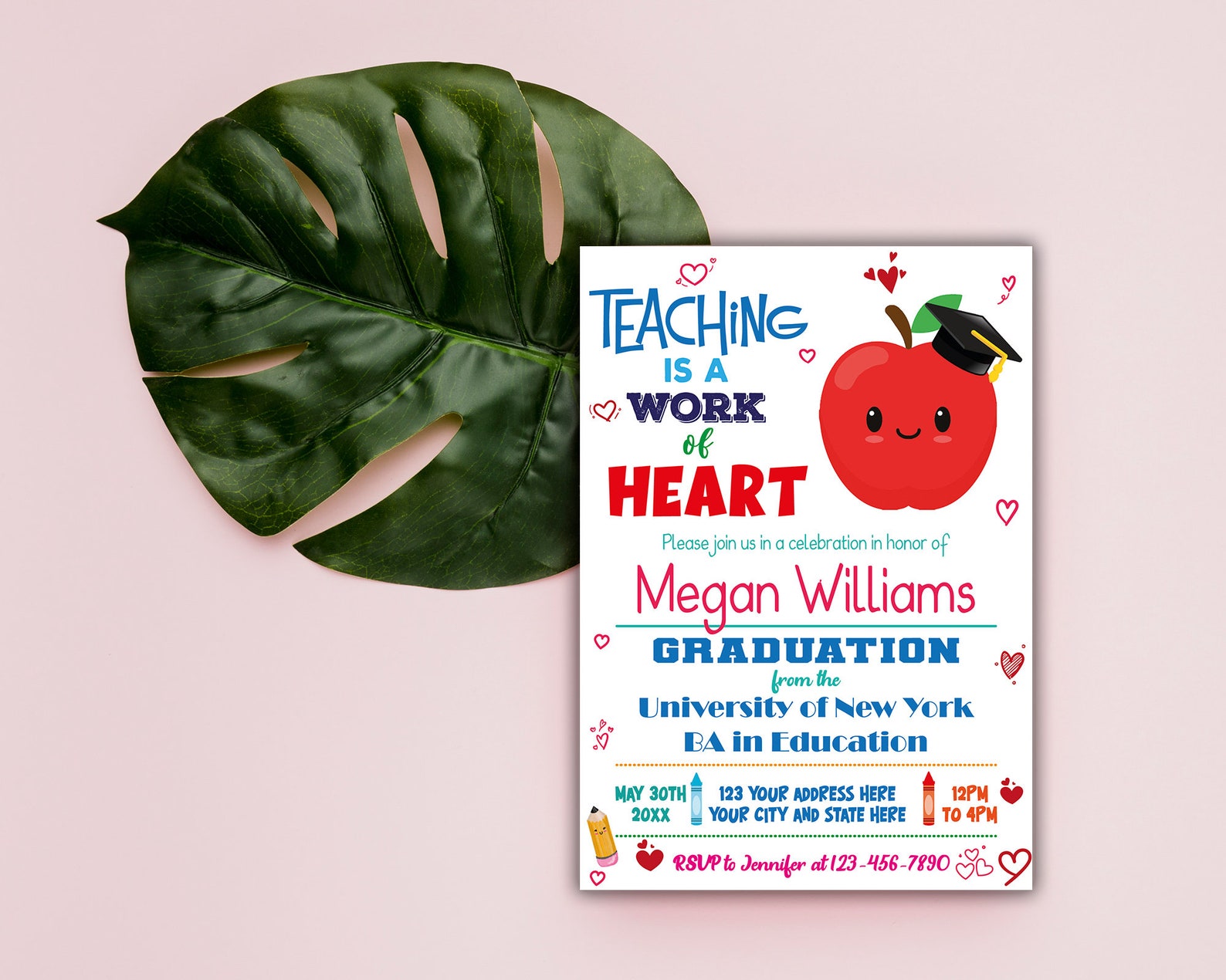 Teacher Graduation Invitation Template Editable Teacher - Etsy