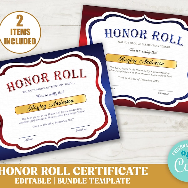 Ab Honor Roll Certificate - Etsy