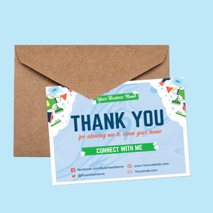 Cleaning Business Thank You Card Template Blue | Printable Cleaning ...