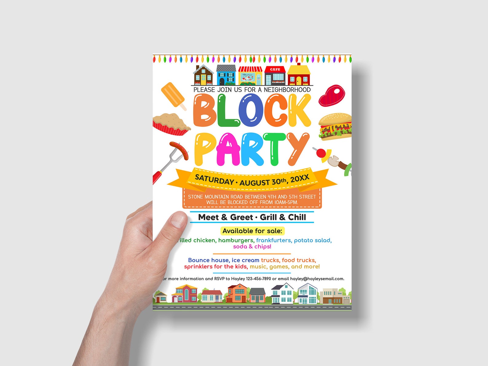 EDITABLE Neighborhood Block Party Invitation, Bbq Picnic Summer Party ...