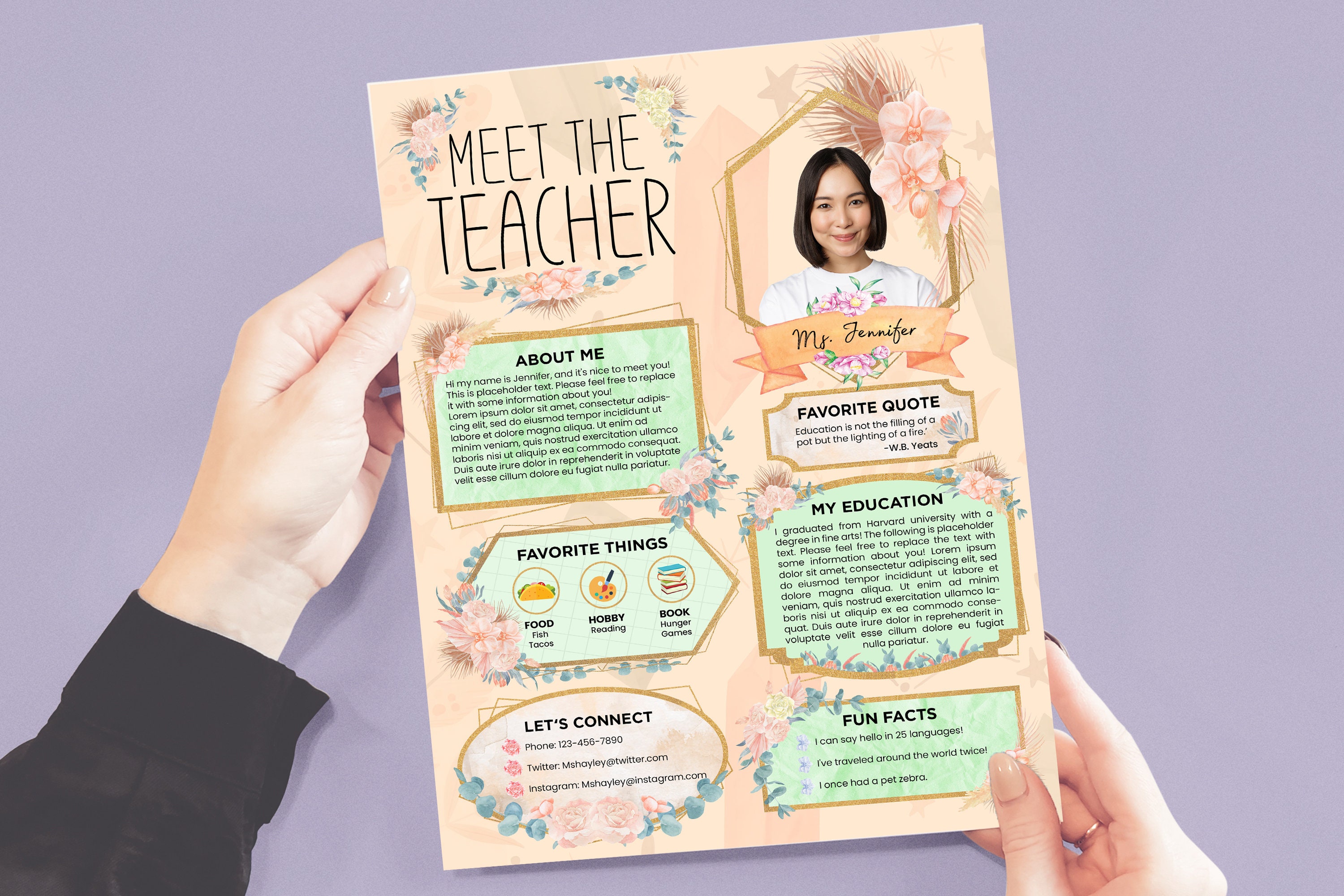 Editable Meet the Teacher Boho Template Meet the Teacher - Etsy