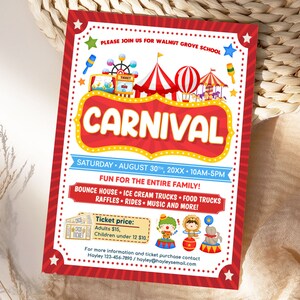 Editable School Carnival Flyer Template, School Church Benefit ...