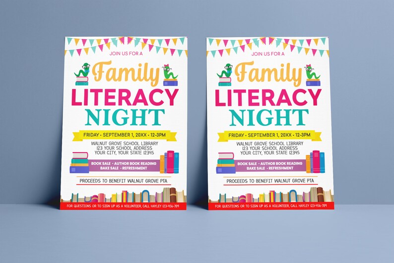 Editable Family Literacy Night Flyer PTO PTA Reading Book - Etsy