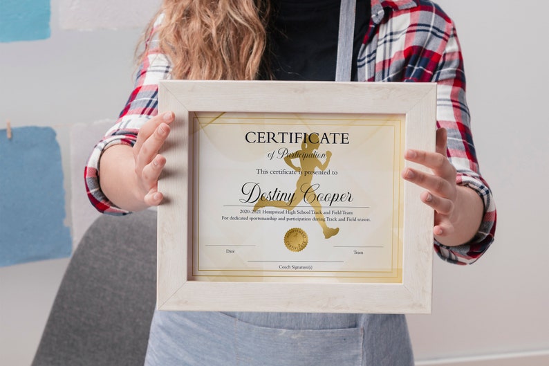 Girls Track and Field Certificate Template Editable Girls - Etsy