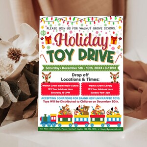 Holiday Toy Drive Flyer Template, Printable School Church Xmas ...