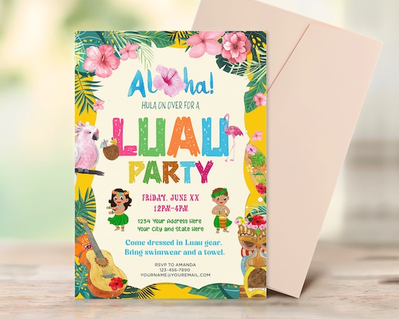 Luau Party Invitation Editable, Luau Invitation Tropical Event ...