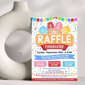 Raffle Fundraiser Flyer Template, Charity Ticket Sales, School Event ...