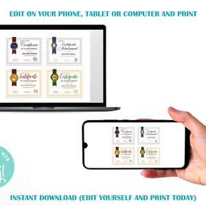 EDITABLE Certificate of Achievement Template BUNDLE, Printable Award ...