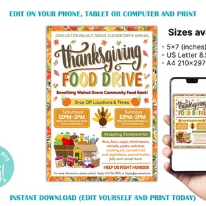 Thanksgiving Food Drive Flyer, Autumn Food Drive, Fall Food Drive Flyer ...