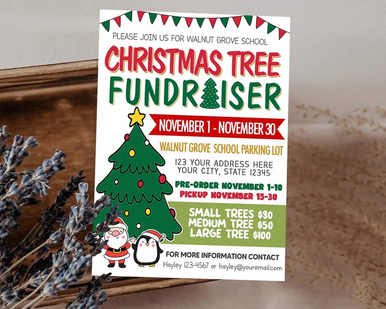 Christmas Tree Fundraiser Template, Editable Holiday Tree Fundraiser ...