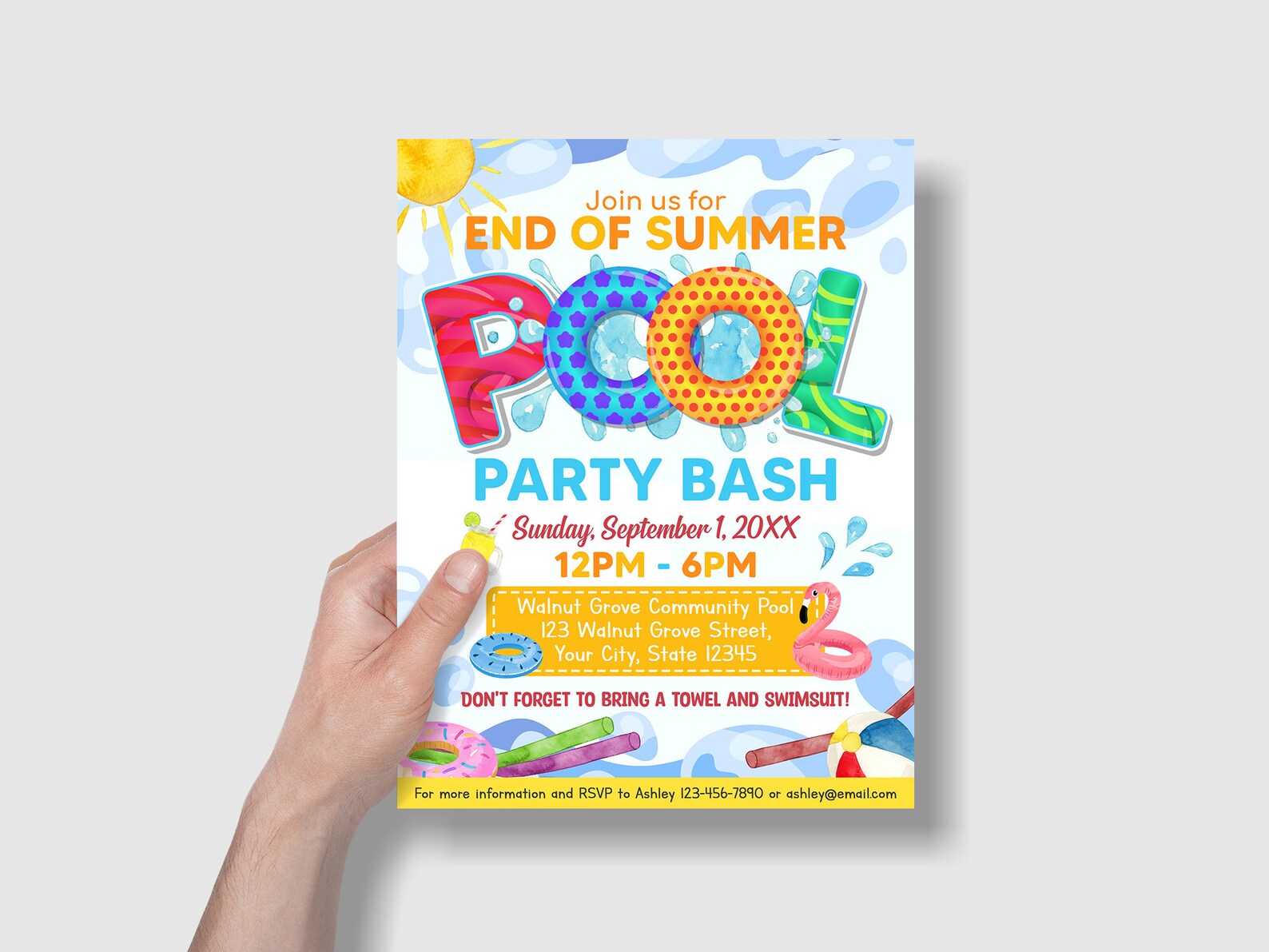 EDITABLE End of Summer Pool Party Invitation, Back to School Pool Party ...