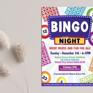 Editable Bingo Night Flyer Template, School Family Fundraiser Event ...