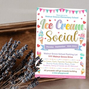 Editable Ice Cream Social Invitation, Ice Cream Activity, Ice Cream ...