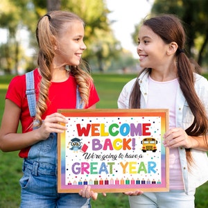 Back to School Welcome Sign PRINTABLE, Colorful Welcome Back to School ...