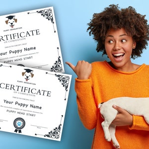 EDITABLE Puppy Dog Graduation Certificate Template, Dog Award ...