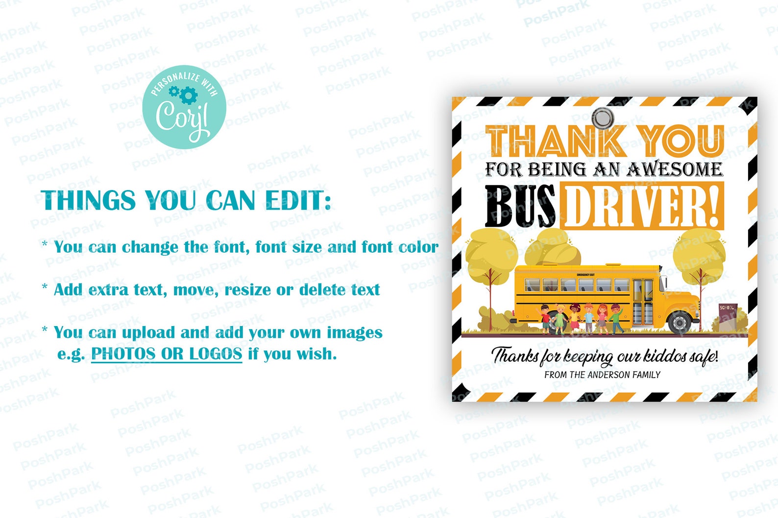 EDITABLE Bus Driver Thank You Tag Bus Driver Appreciation | Etsy