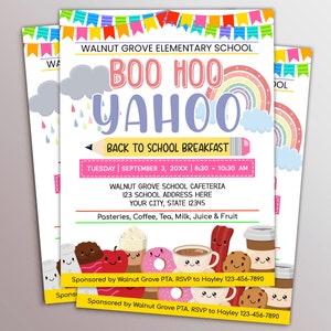 EDITABLE Boo Hoo Yahoo Back to School Breakfast Flyer, PTA PTO ...