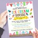 EDITABLE Ice Cream Social Flyer, Summer Ice Cream Party, Watercolor ...