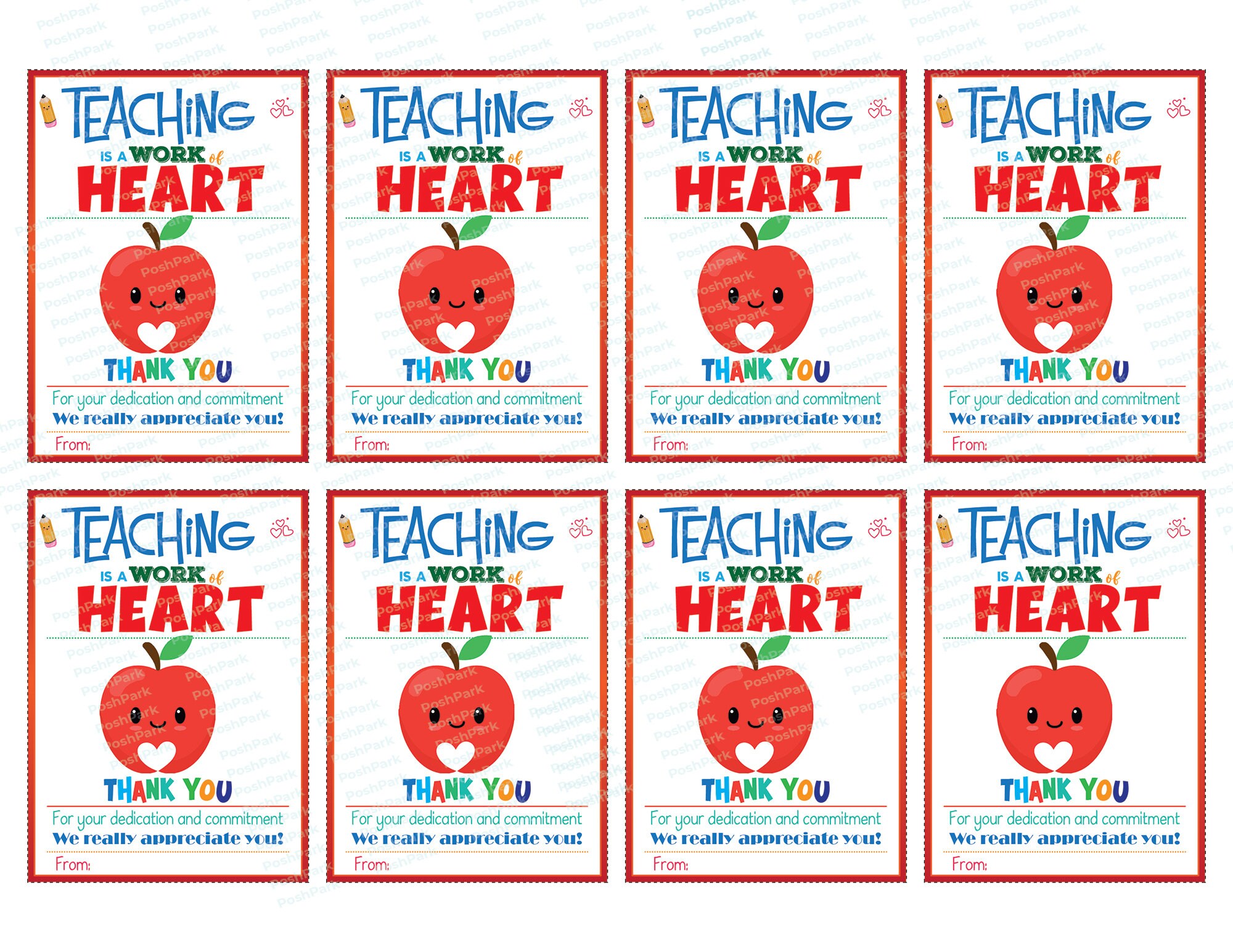 Printable PDF Teaching is a Work of Heart Tag Cute Teacher - Etsy