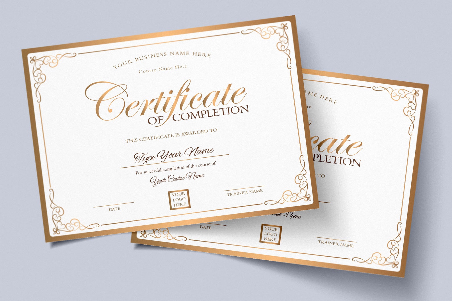 Custom Certificate of Completion Template Gold DIY Training | Etsy