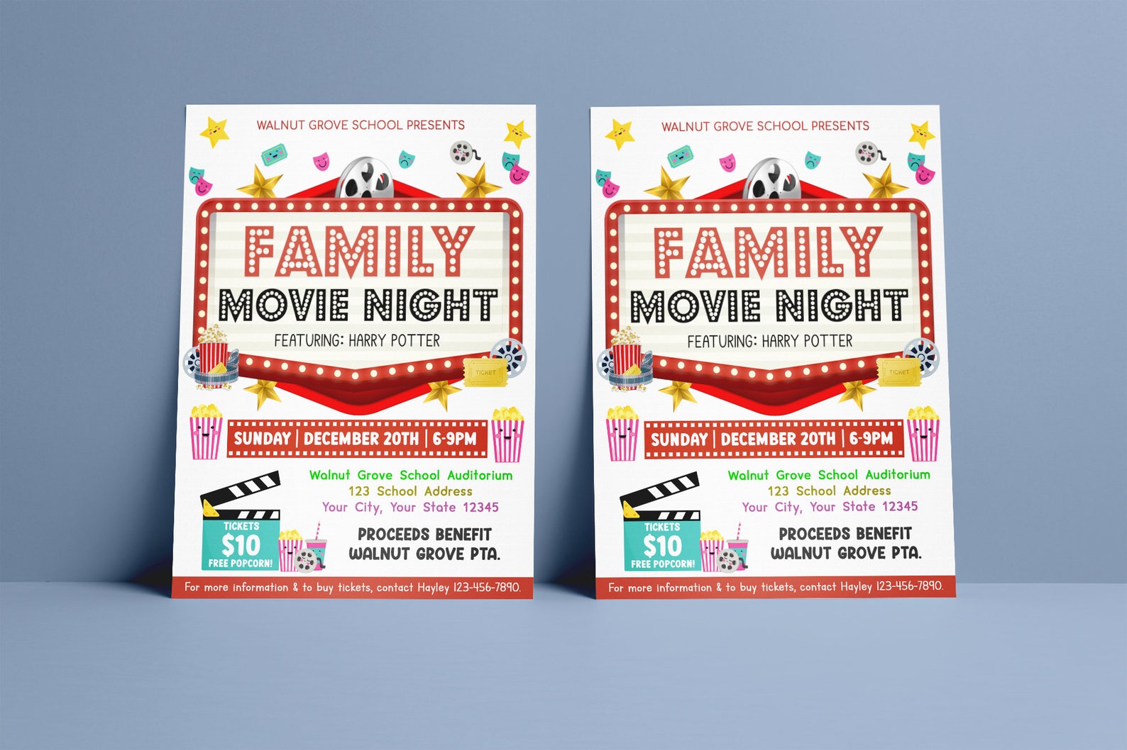 Editable Family Movie Night Flyer, School Church Benefit Fundraiser ...