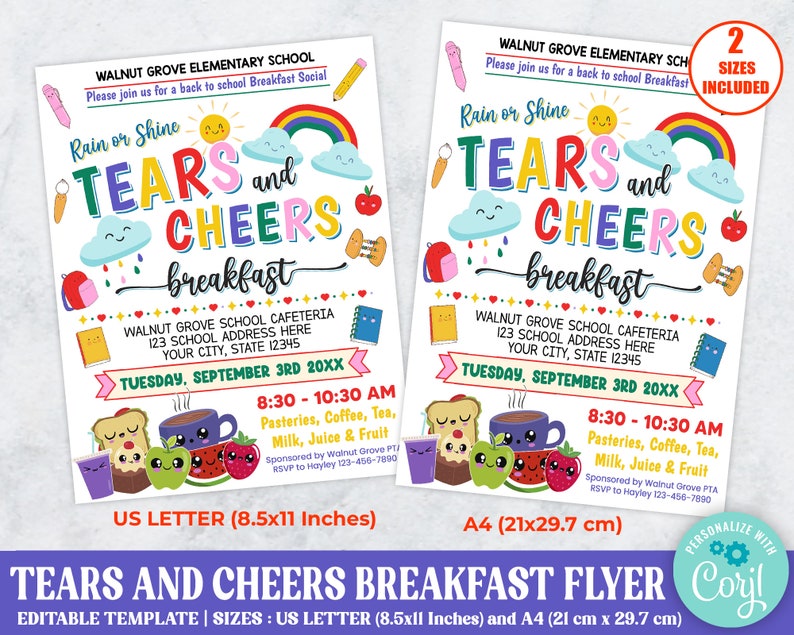 Tears and Cheers Breakfast Invitation Flyer, Back to School Breakfast ...