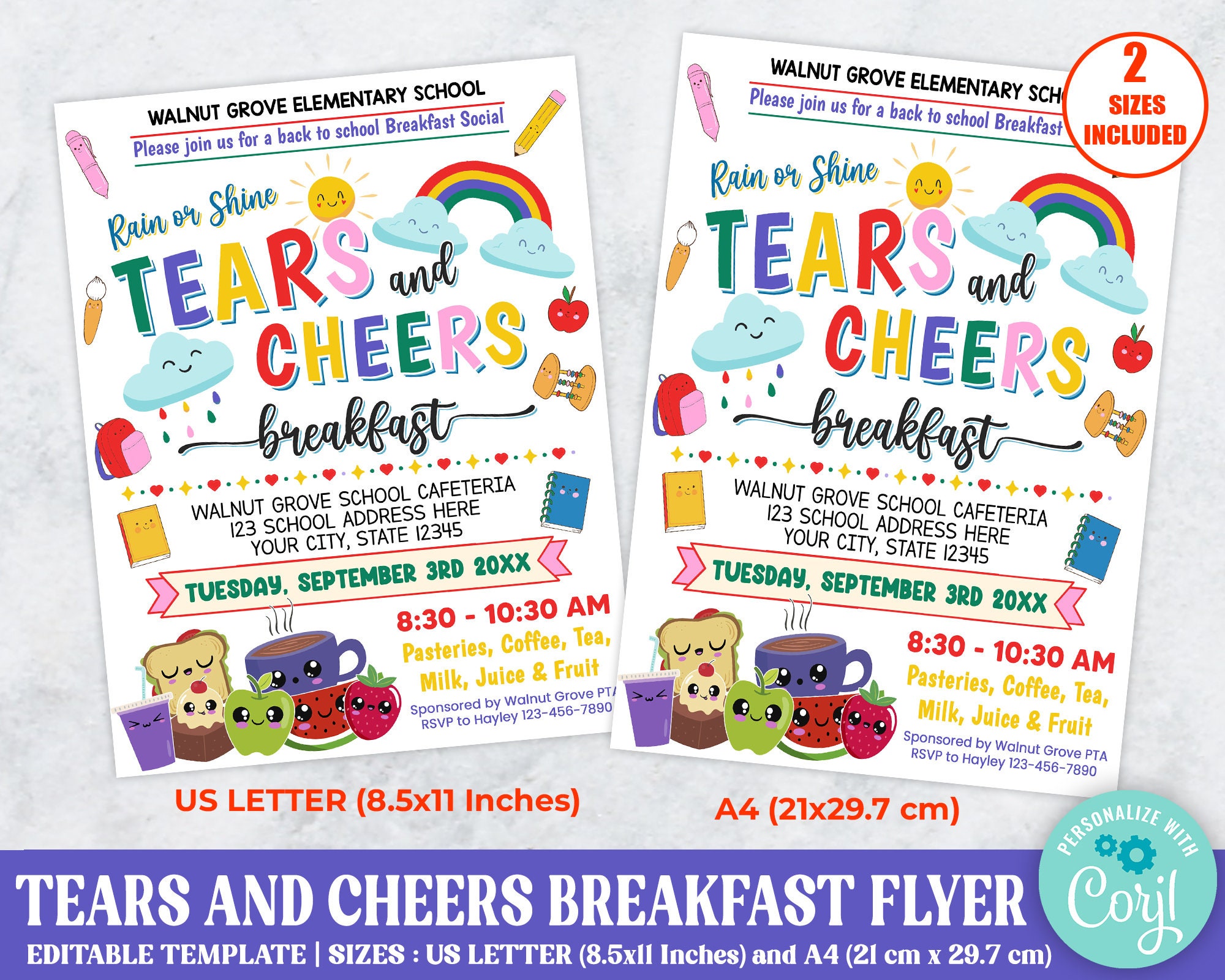 Tears and Cheers Breakfast Invitation Flyer, Back to School Breakfast ...