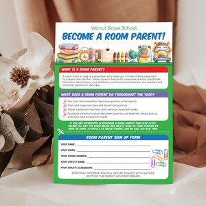 Room Parent Form Flyer, Editable PTA Forms Template, PTA Membership ...