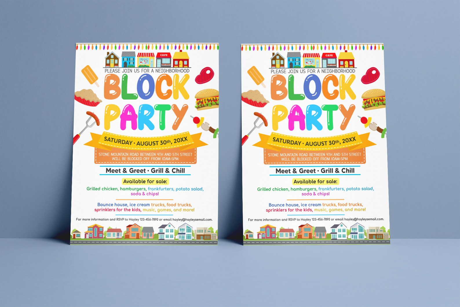 EDITABLE Neighborhood Block Party Invitation, Bbq Picnic Summer Party ...