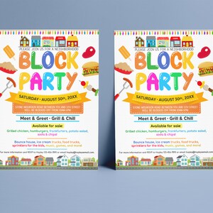 EDITABLE Neighborhood Block Party Invitation, Bbq Picnic Summer Party ...
