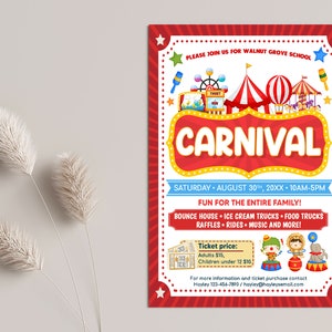 Editable School Carnival Flyer Template, School Church Benefit ...