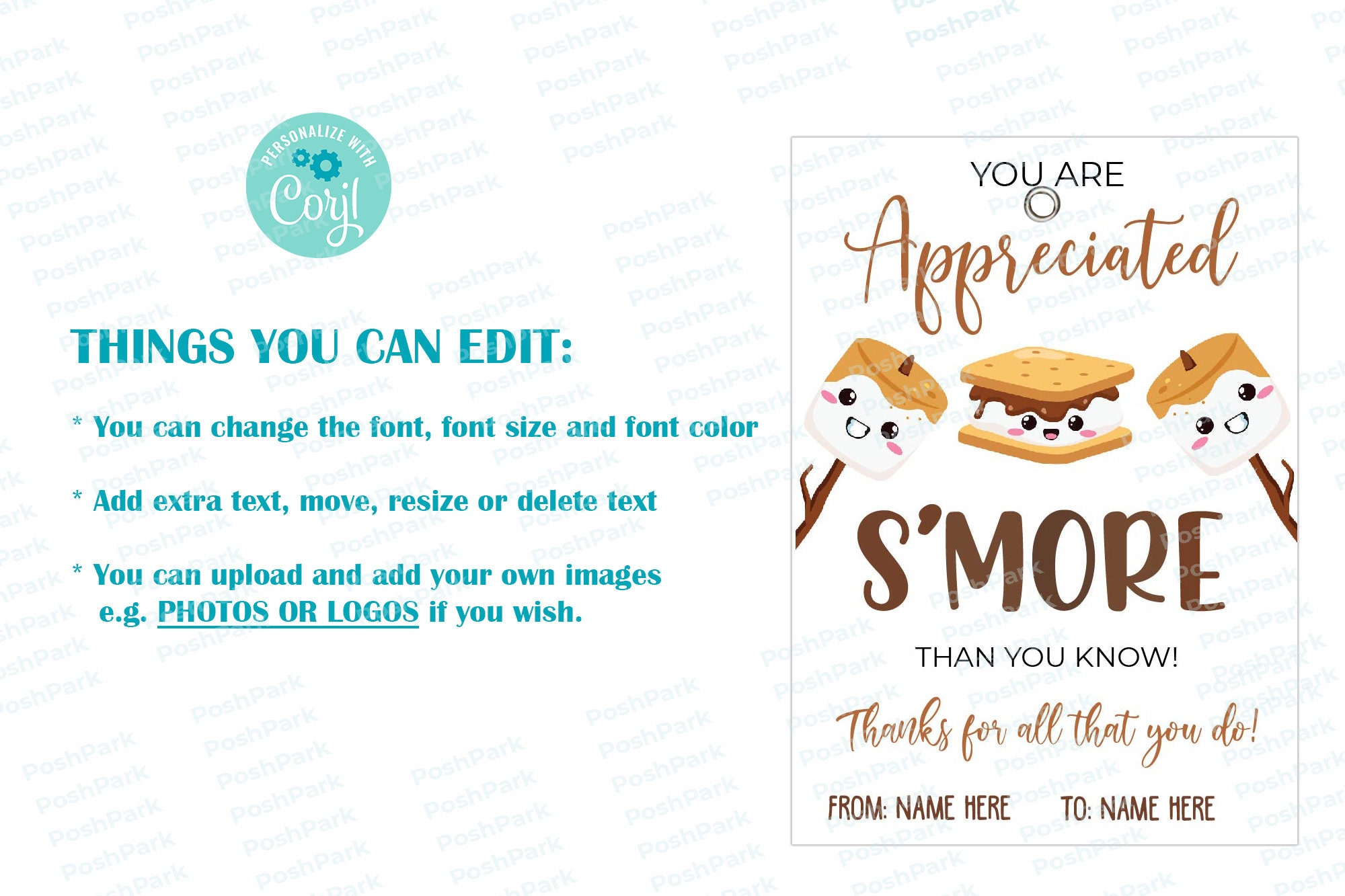 Editable Smore Tags, You Are Appreciated Editable Gift Tag, Client ...