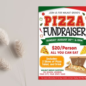 Editable Pizza Fundraiser Flyer Template, School Event Flyer Template ...