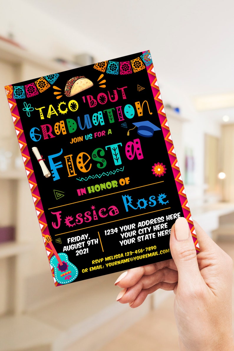 Editable Fiesta Graduation Invitation Digital Fiesta Grad - Etsy