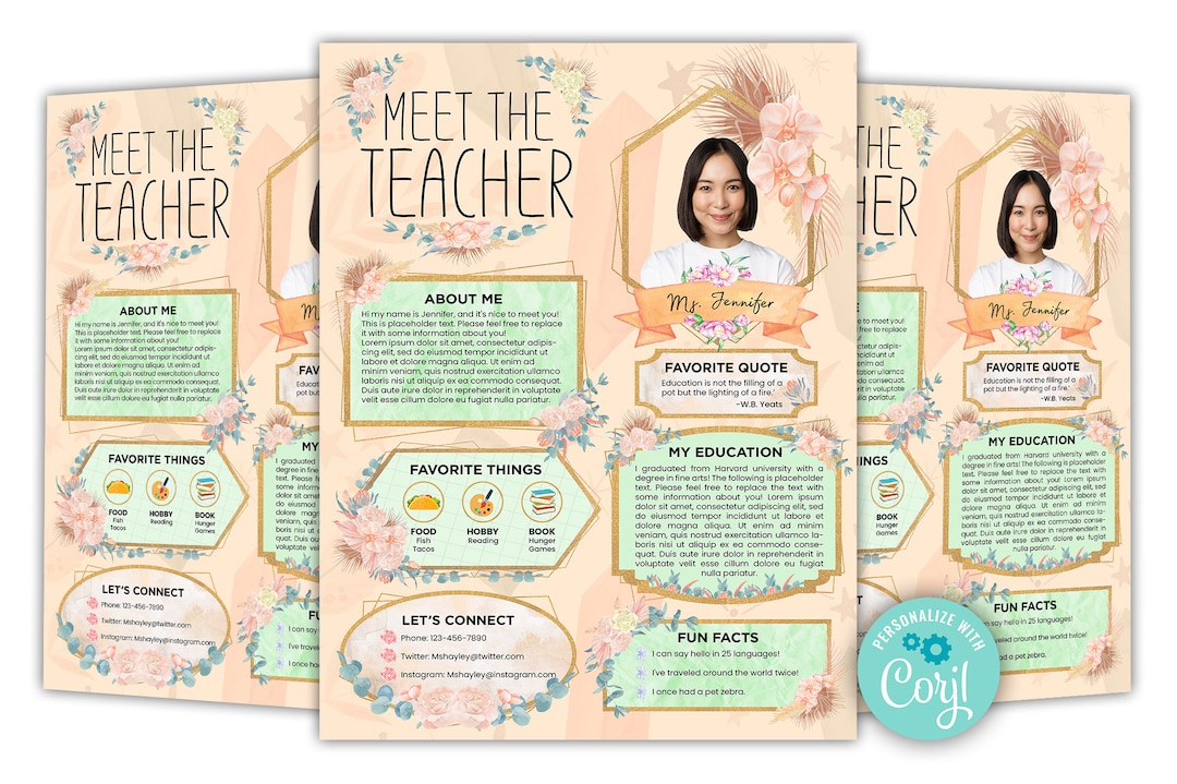 Editable Meet the Teacher Boho Template, Meet the Teacher Editable With ...
