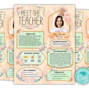Editable Meet the Teacher Boho Template, Meet the Teacher Editable With ...
