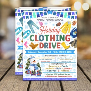 Editable Winter Clothing Drive Flyer, Printable PTA PTO, Cold Weather ...