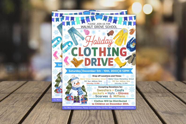 Editable Winter Clothing Drive Flyer, Printable PTA PTO, Cold Weather ...