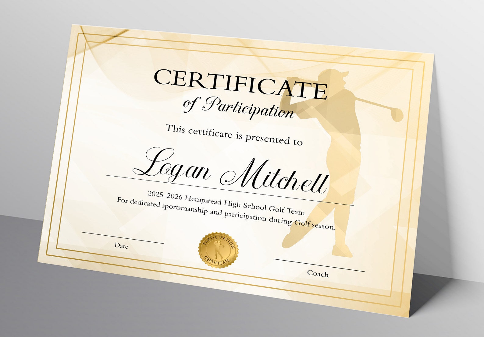 Editable Golf Certificate Template for Boys DIY Golf - Etsy