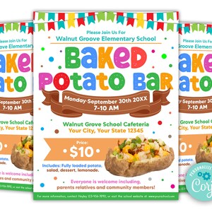 Editable Baked Potato Bar Flyer, PTA PTO Fundraiser Flyer, School ...