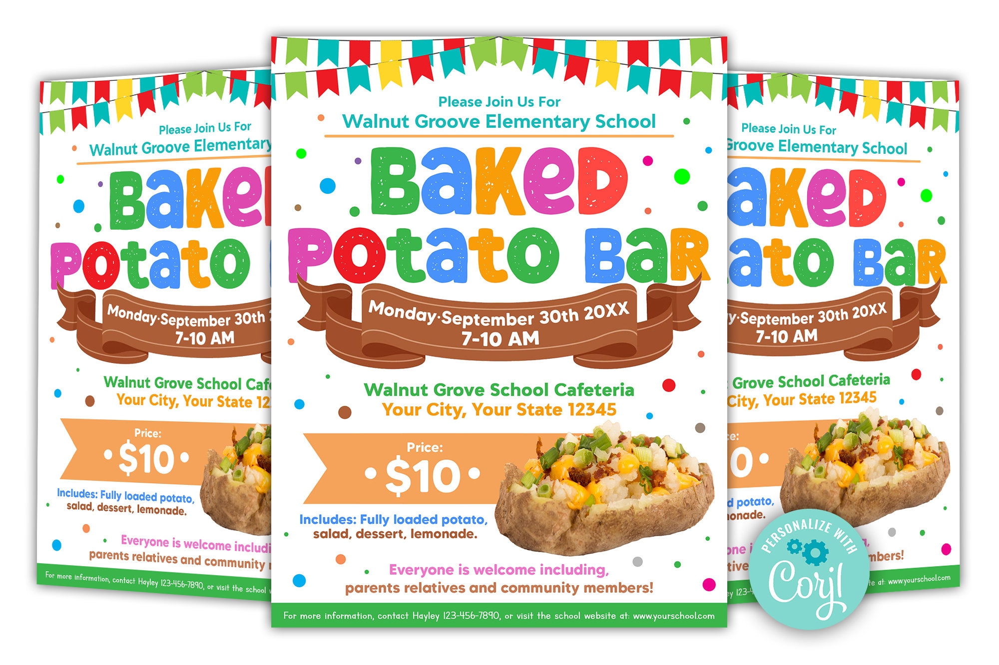 Editable Baked Potato Bar Flyer PTA PTO Fundraiser Flyer - Etsy