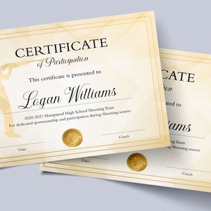 Editable Shooting Certificate Template for Boys, DIY Marksmanship ...