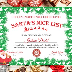 Editable Santa Naughty Nice List Certificate Bundle, Set of 2 Christmas ...